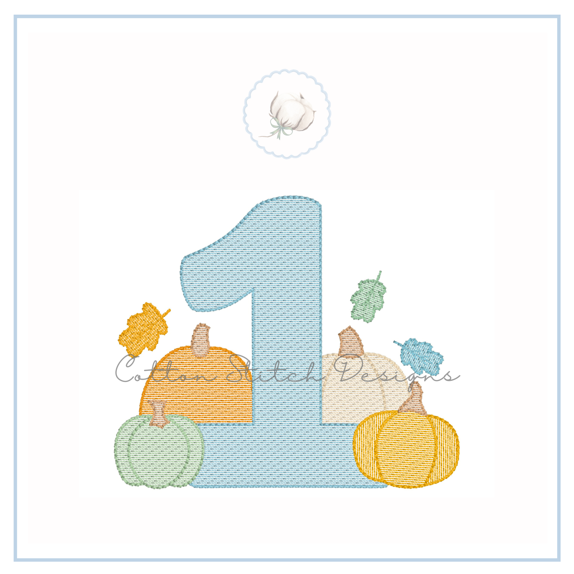 Pumpkin Patch Number One Embroidery Design – Cotton Stitch Designs