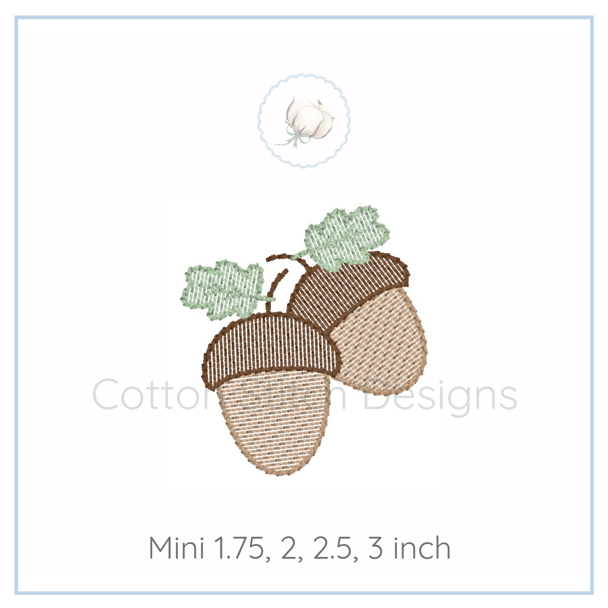 Mini Acorn Embroidery Design – Cotton Stitch Designs