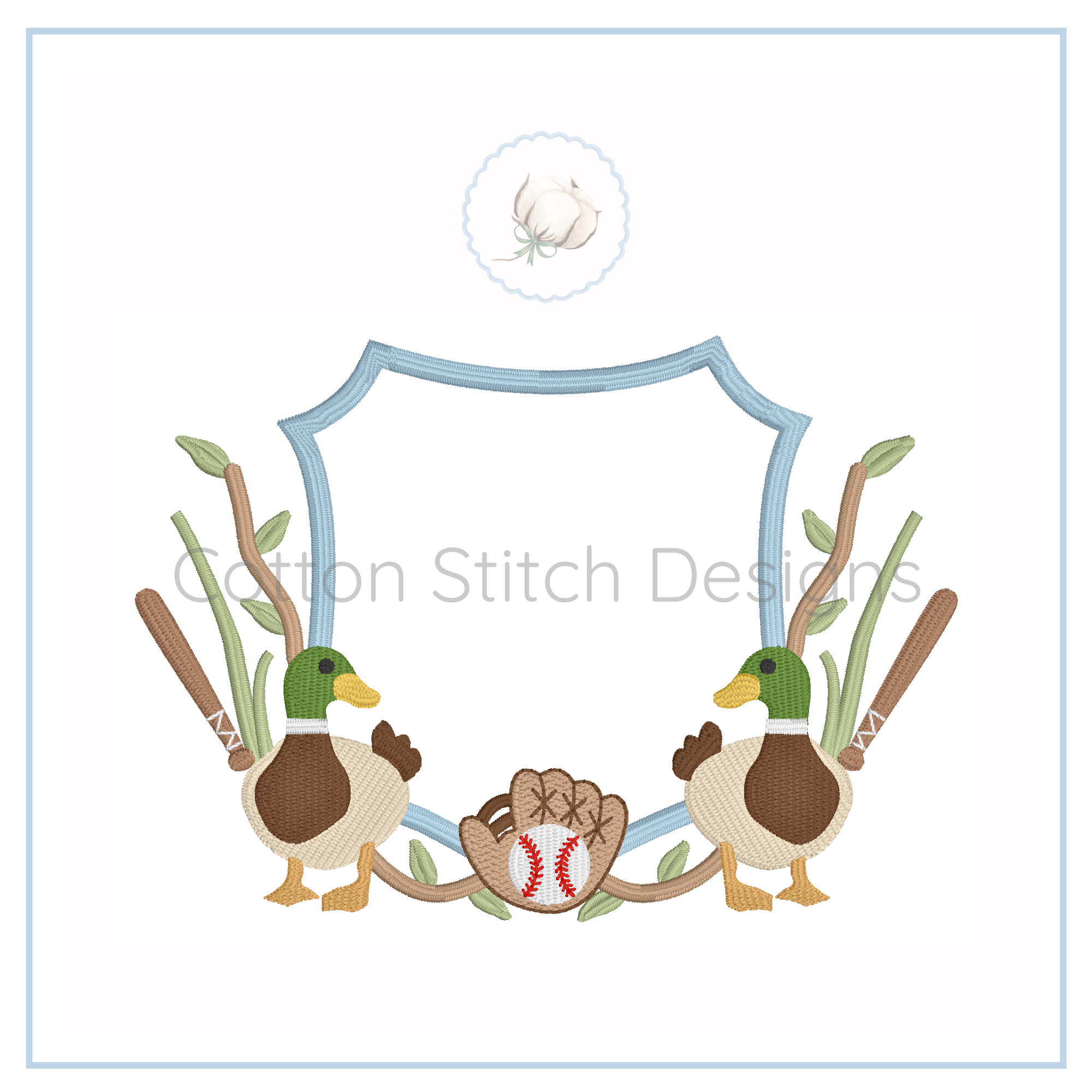 Baseball Mallard Duck Monogram Crest Embroidery Design – Cotton Stitch ...