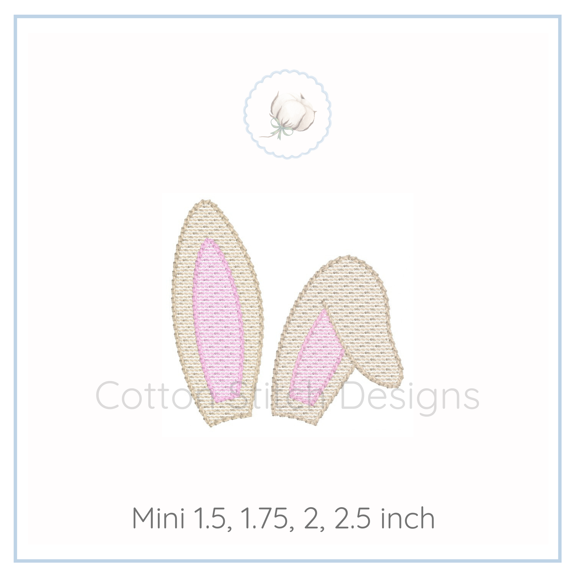 Mini Bunny Ears Embroidery Design – Cotton Stitch Designs