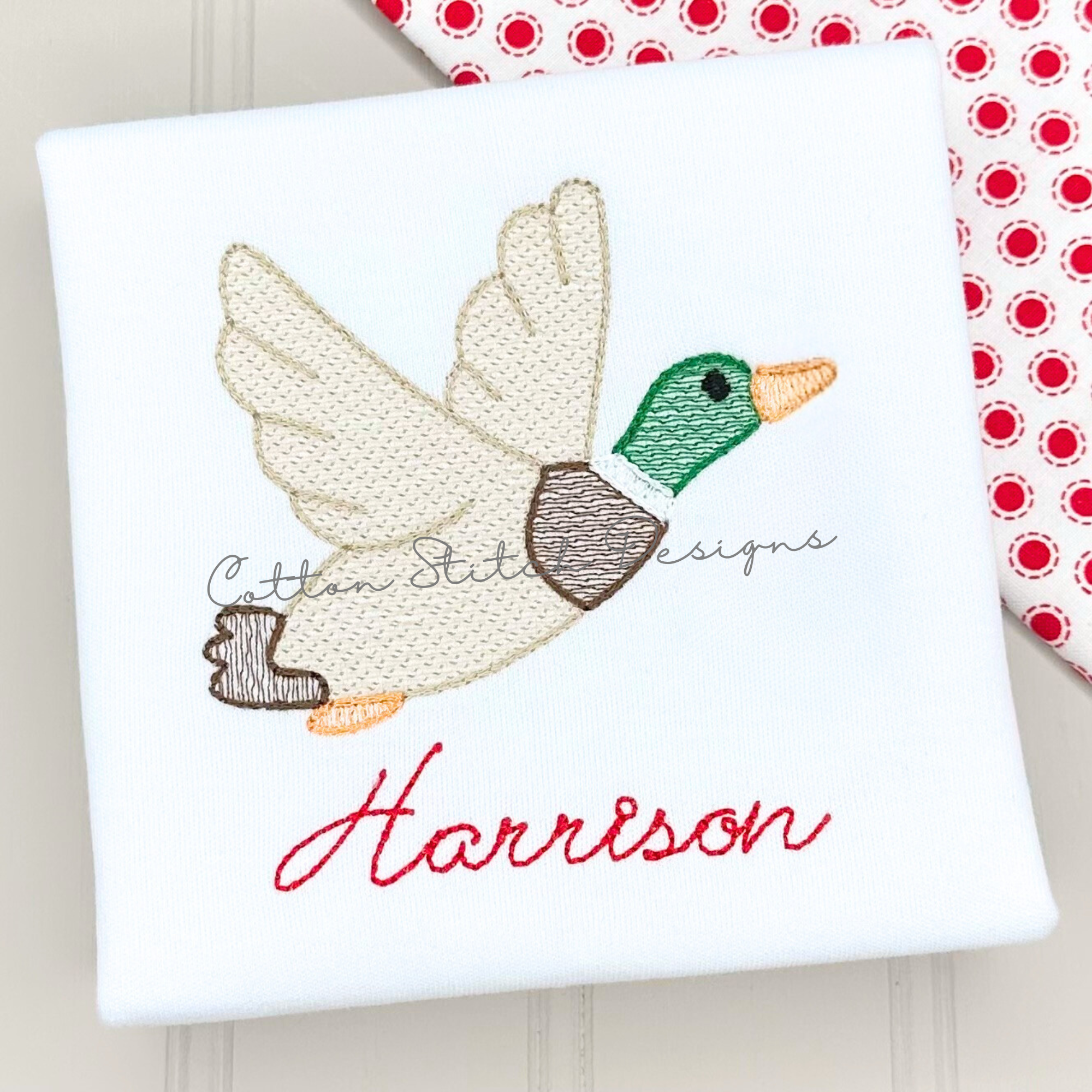 Flying Mallard Duck Sketch Embroidery Design – Cotton Stitch Designs