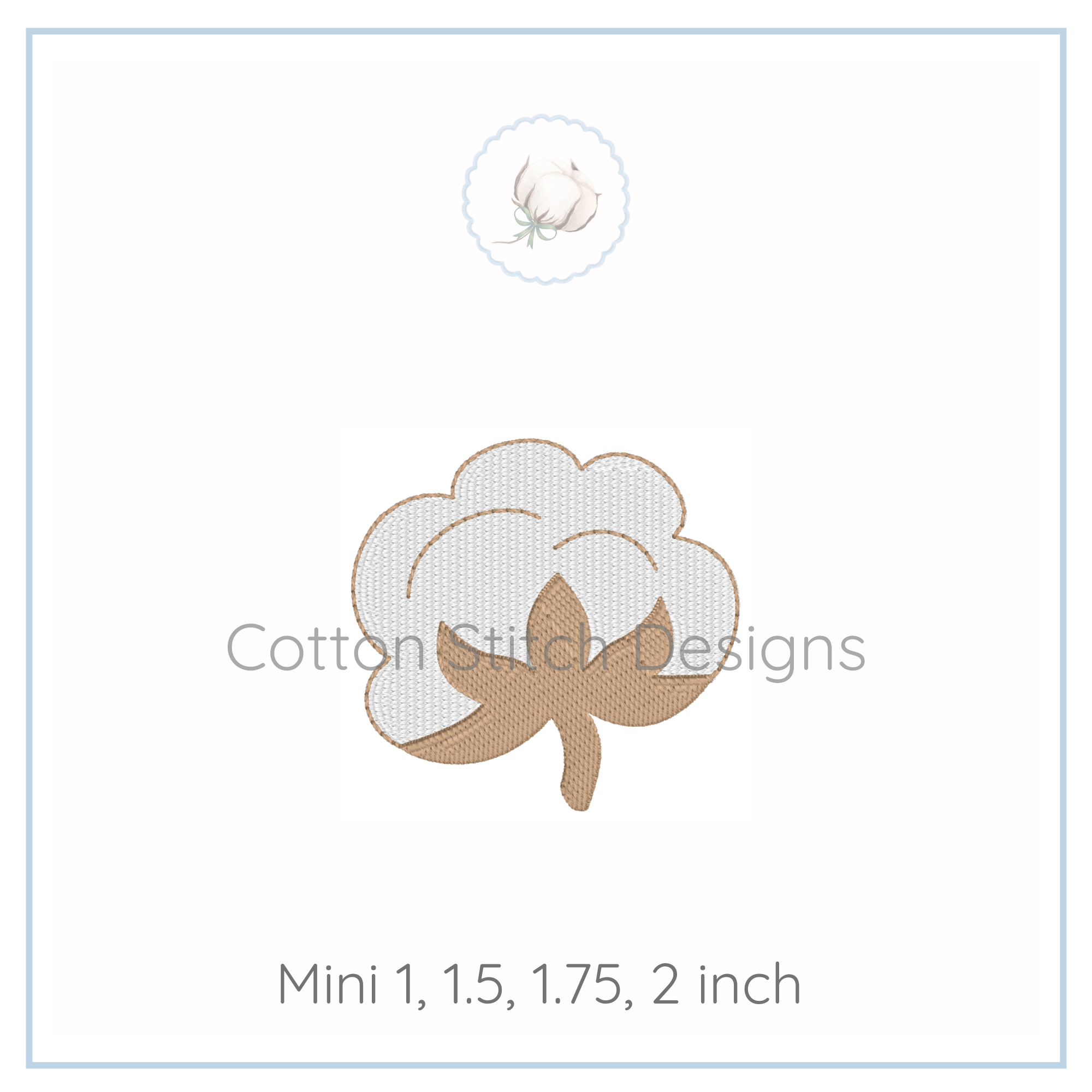 Mini Cotton Boll Fill Stitch Embroidery Design – Cotton Stitch Designs