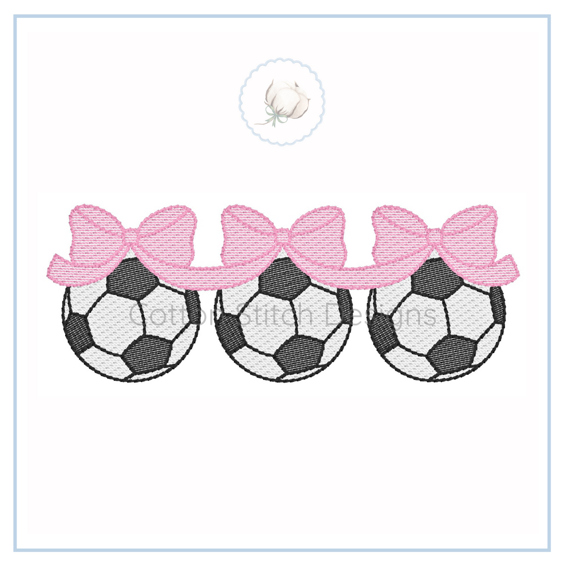 Soccer Ball with Bow Embroidery Design – Cotton Stitch Designs